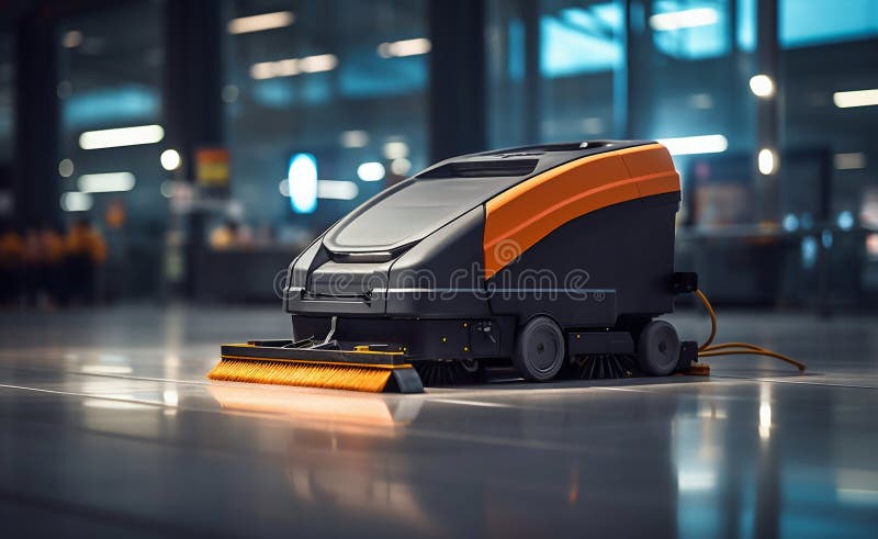 Airport Runway Cleaning with Sweeper Machine. Generative Ai Stock ...