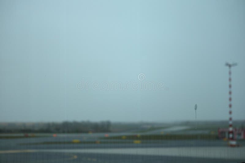 .an Airport Runway Covered in Snow and Fog Stock Image - Image of ...