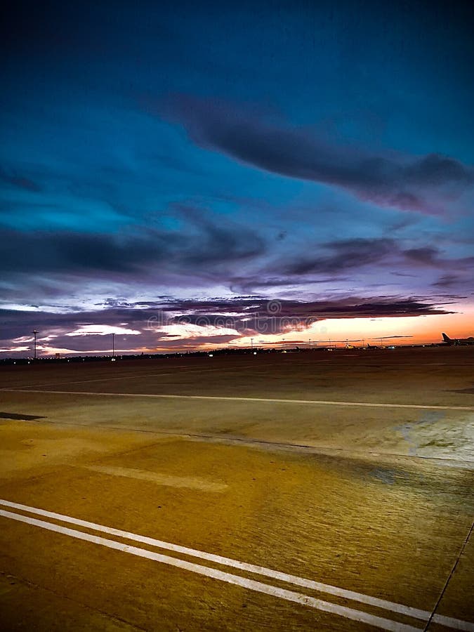 Eerie runway stock image. Image of sunset, runway, colours - 187445483
