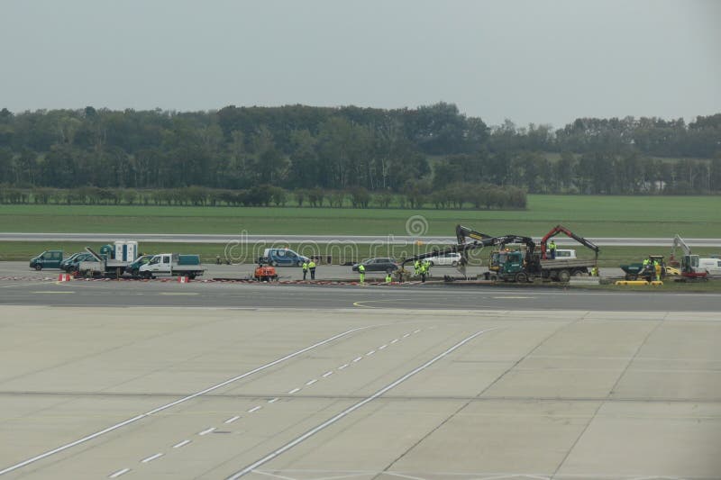 Airport Runway with Work in Progress Editorial Photography - Image of ...