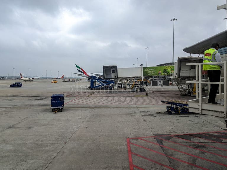 Airport Scene with Planes on the Runway. Editorial Stock Image - Image ...