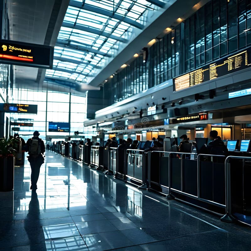 Airport Security Check with Check-in, Ai-generatet Stock Illustration ...