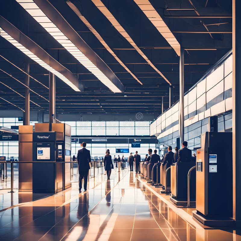 Airport Security Check with Check-in, Ai-generatet Stock Illustration ...