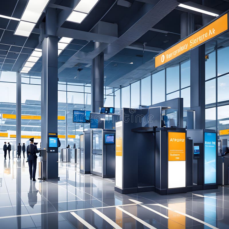 Airport Security Check with Check-in, Ai-generatet Stock Illustration ...
