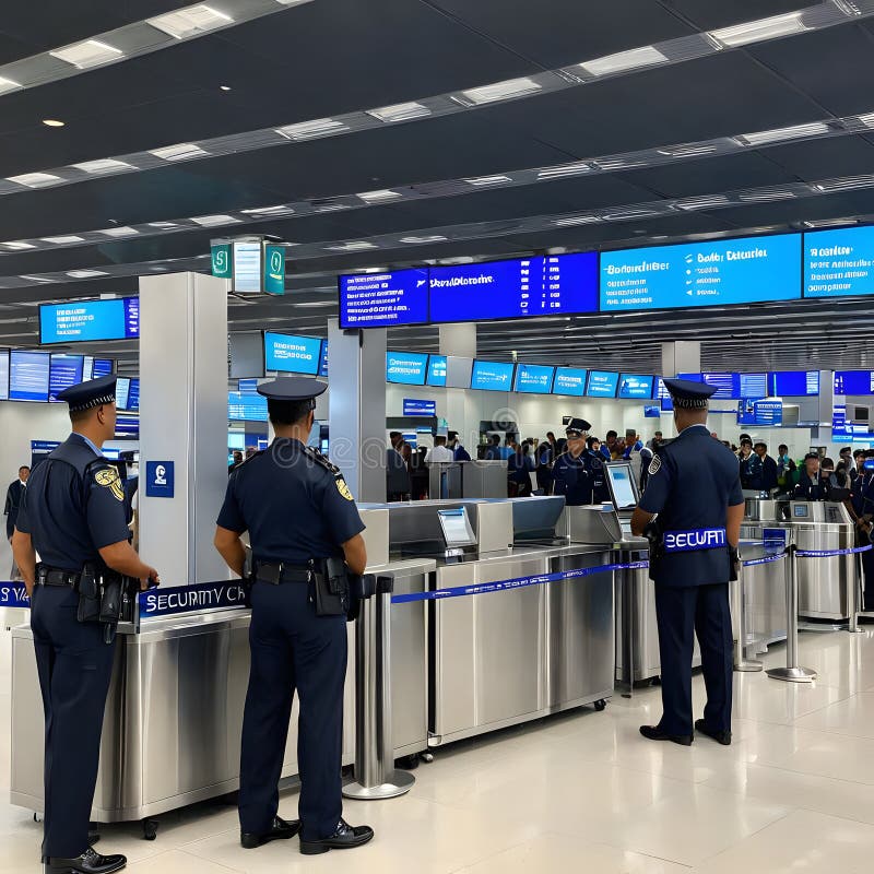 Airport Security Check with Check-in, Ai-generatet Stock Illustration ...