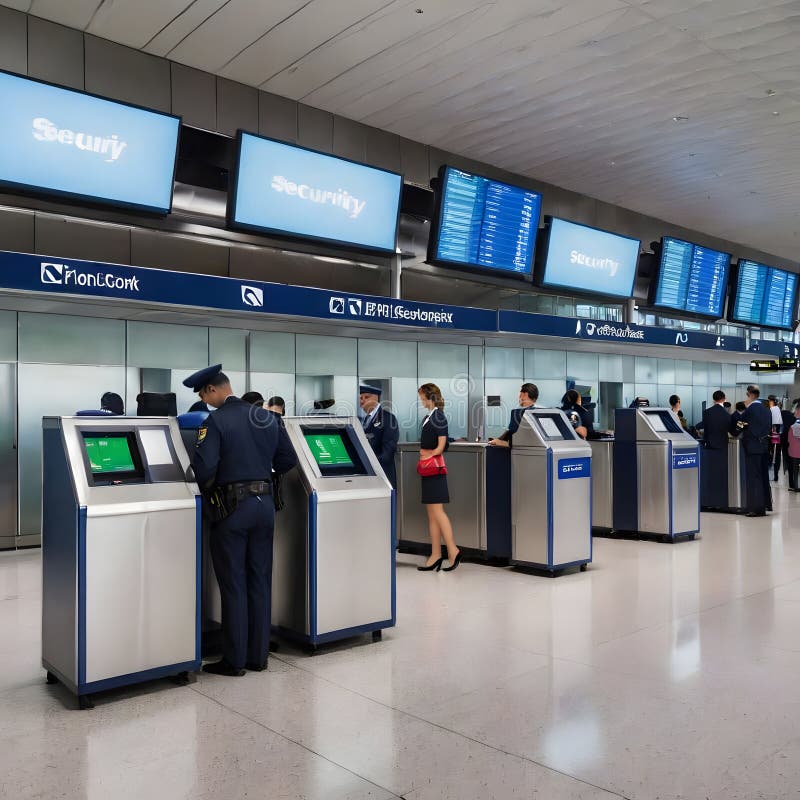 Airport Security Check with Check-in, Ai-generatet Stock Illustration ...