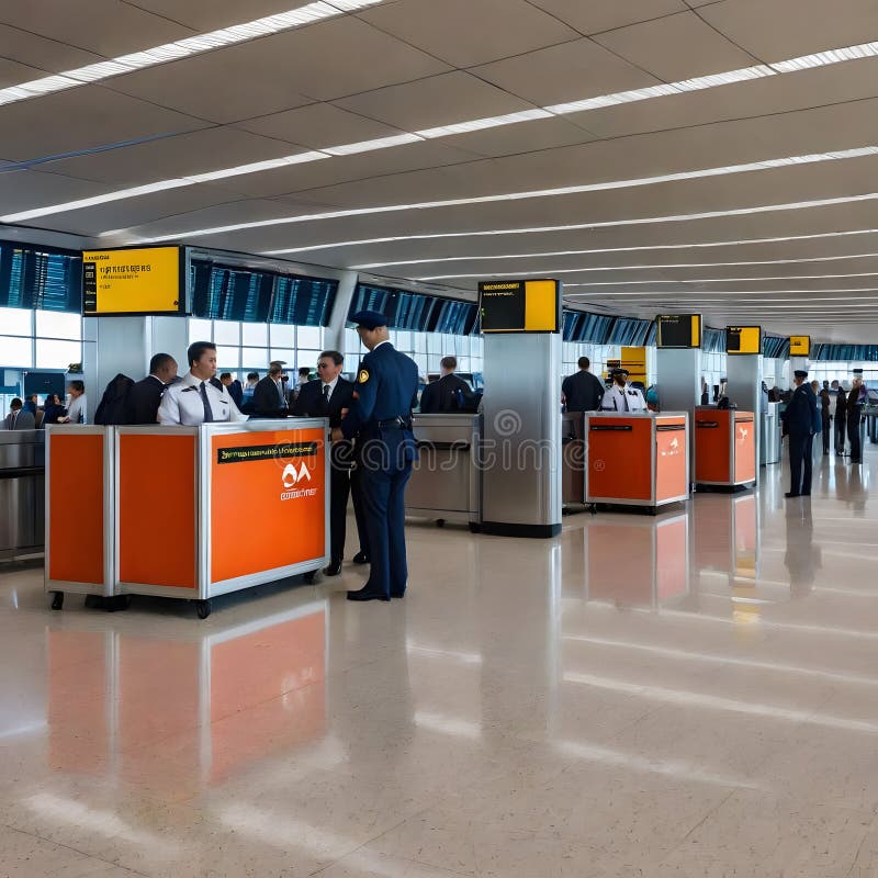 Airport Security Check with Check-in, Ai-generatet Stock Illustration ...