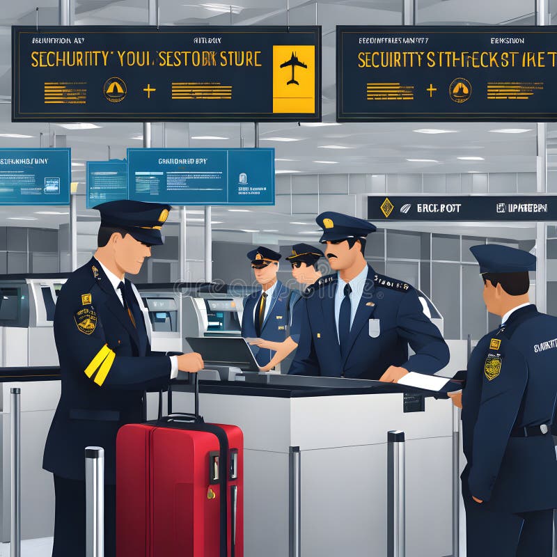 Airport Security Check with Check-in, Ai-generatet Stock Illustration ...