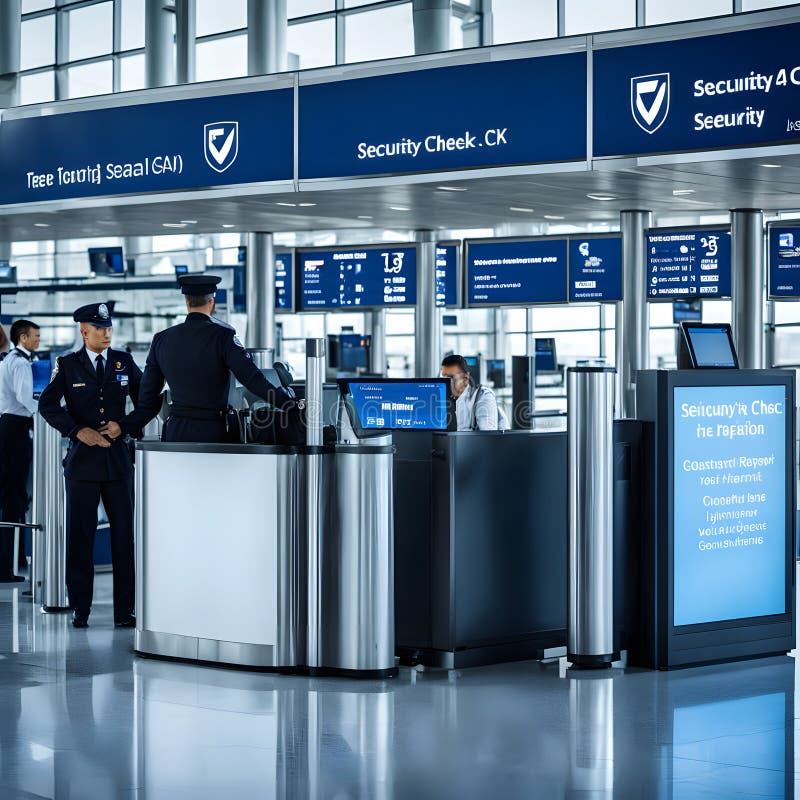 Airport Security Check with Check-in, Ai-generatet Stock Illustration ...