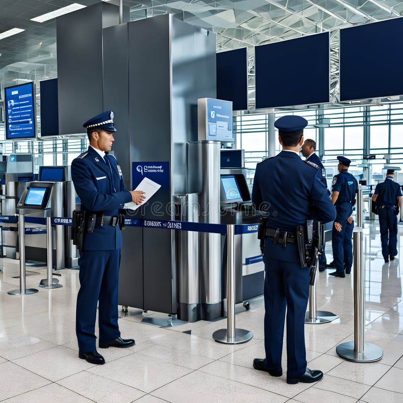 Airport Security Check with Check-in, Ai-generatet Stock Illustration ...