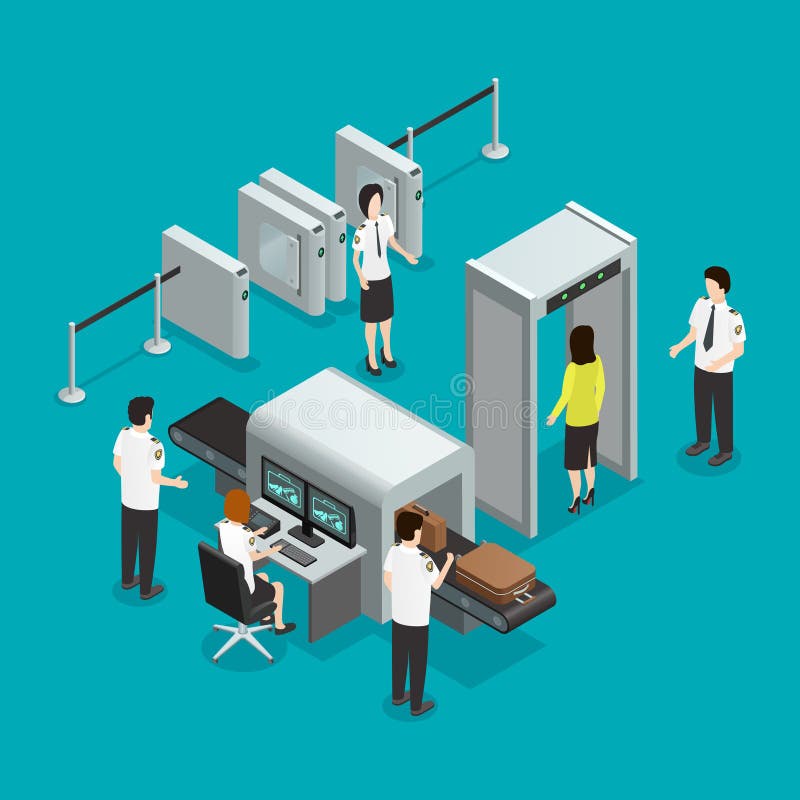 Airport Security Check Composition Stock Illustrations – 97 Airport ...