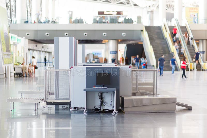 Airport Security Check Point with Metal Detector Stock Photo - Image of ...
