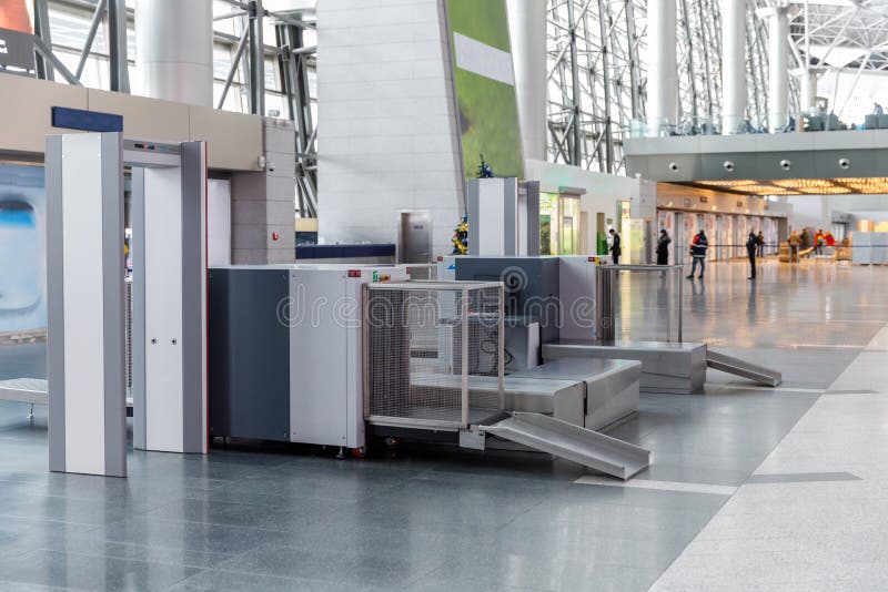 Airport Security Check Point with Metal Detector Stock Photo - Image of ...