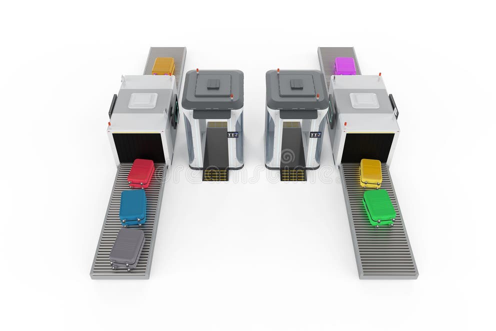 Airport Security Checkpoint with Security Gates and Scanner Machine ...