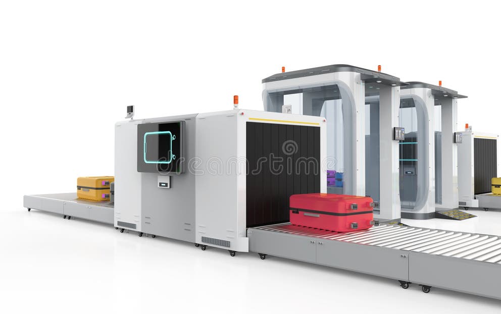 Airport Security Checkpoint with Security Gates and Scanner Machine ...