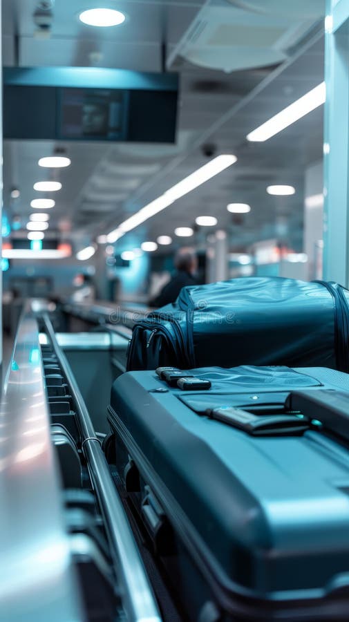 Airport Security Checkpoint with X-Ray Scanner Machine and Luggages ...