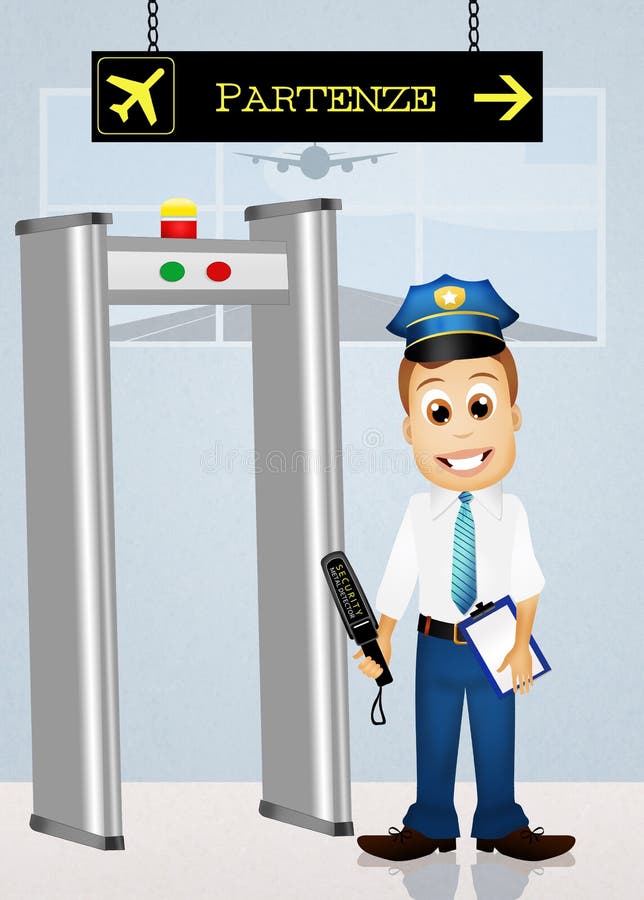 Airport Security Inspection Stock Illustration - Illustration of leave ...