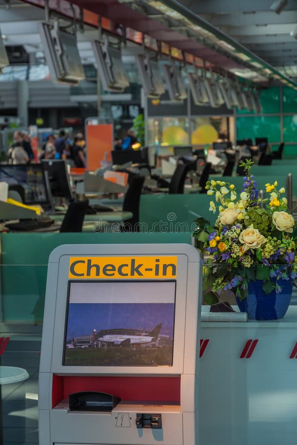 Airport Self Check-in Kiosk Ticket Machine Stock Photo - Image of desk ...