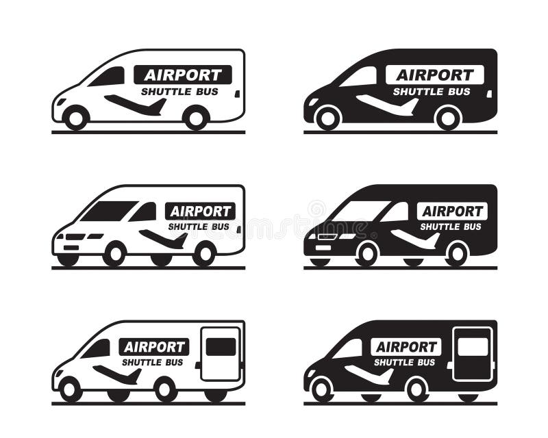 Airport Shuttle Bus in Different View Stock Vector - Illustration of ...