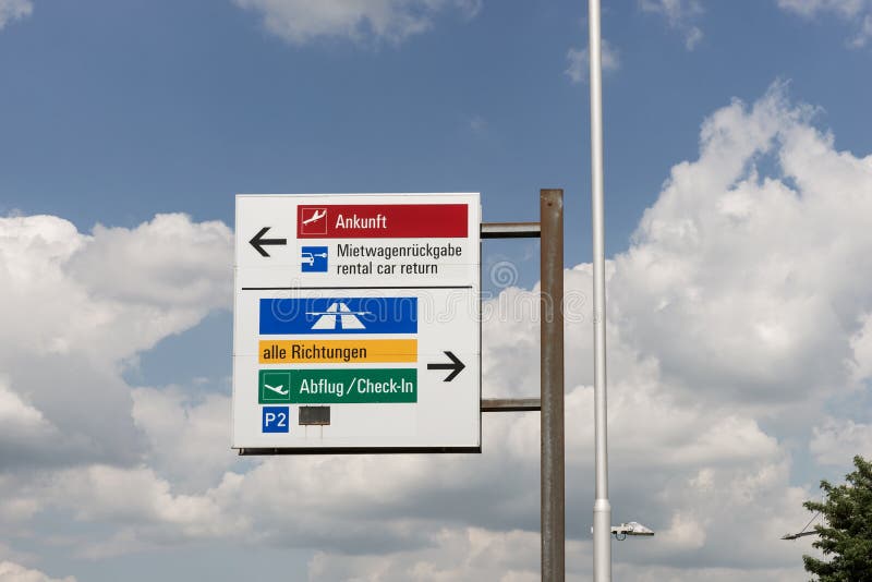 Airport sign in Germany stock image. Image of visual - 95083121