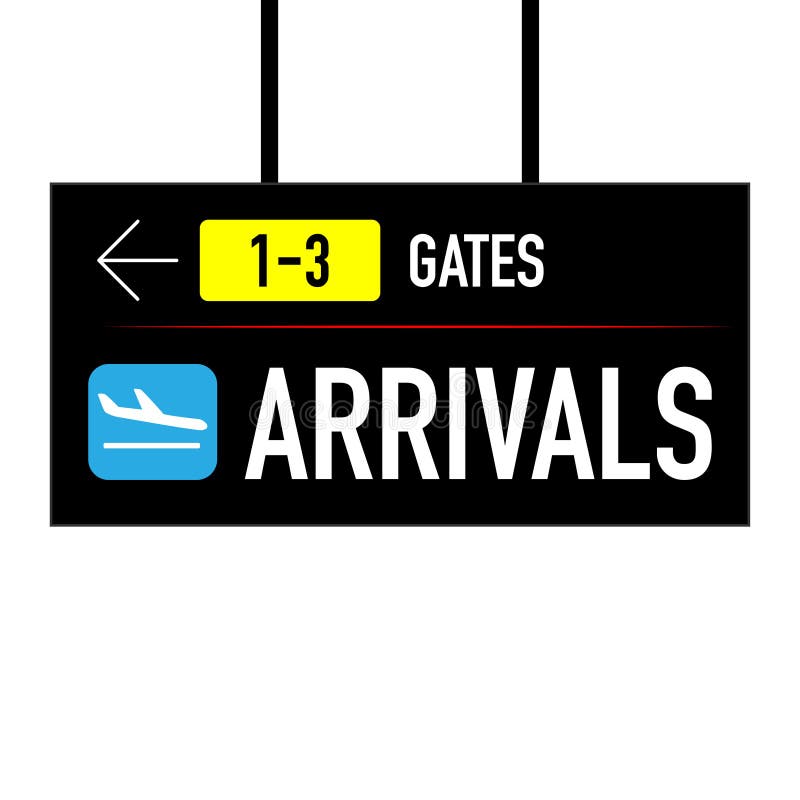 Airport Sign Pointing To Gates and Arrivals Stock Vector - Illustration ...