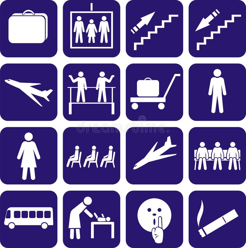 Airport. Station. Icons Set. Stock Vector - Illustration of clip ...