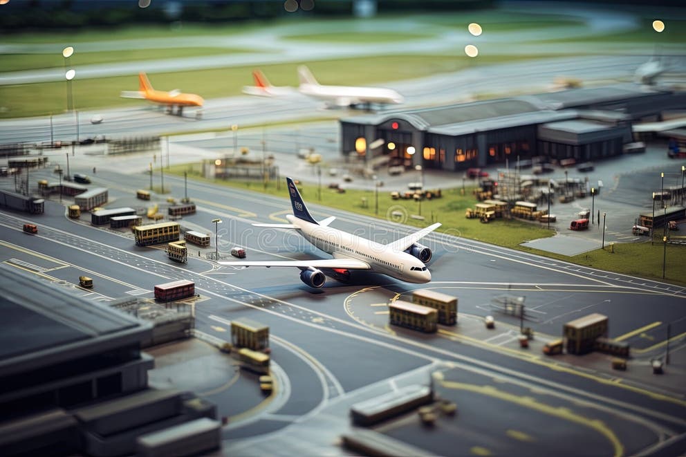 Airport in Style of Miniature. Generative AI Stock Illustration ...