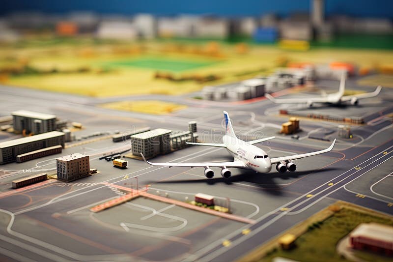 Airport in Style of Miniature. Generative AI Stock Illustration ...