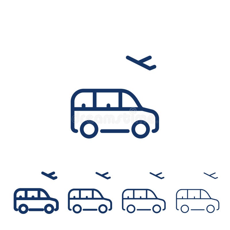 Airport Tansfer Vector Line Icon. Taxi Shuttle Minivan Outline Icon ...