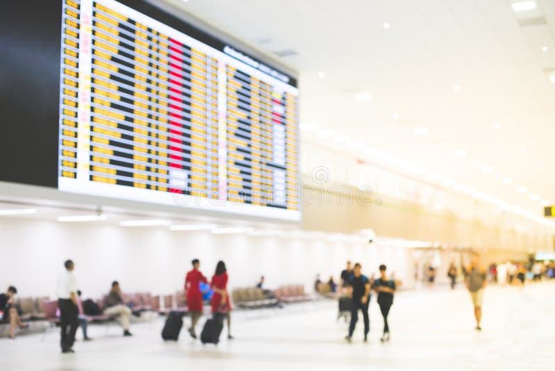 Airport Terminal with Flight Schedule Stock Photo - Image of people ...