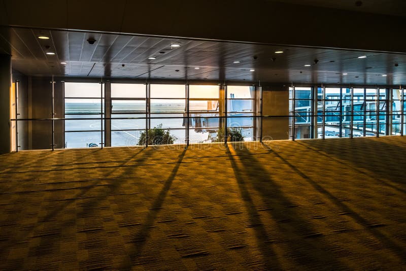 An Airport Terminal Building in the Evening Stock Image - Image of ...