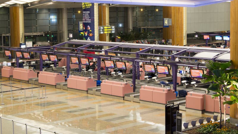 Airport Terminal Check-in Counters Closed Editorial Image - Image of ...