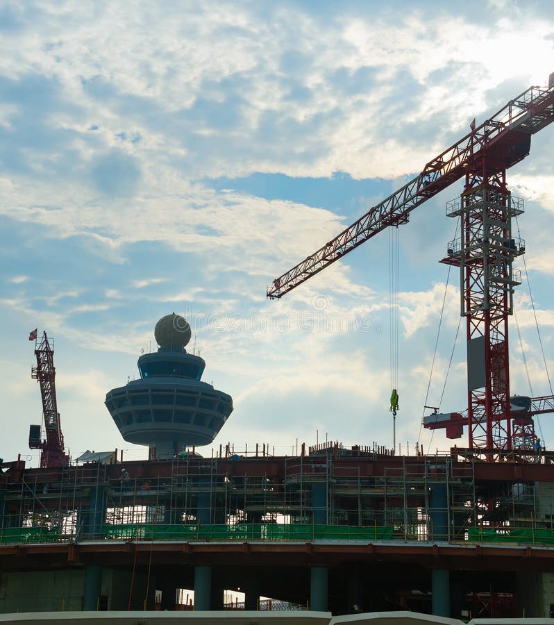 Airport Terminal Construction Site. Singapore Stock Photo - Image of ...