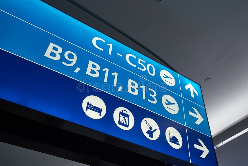 Airport Terminal Direction Signs Stock Image - Image of board ...
