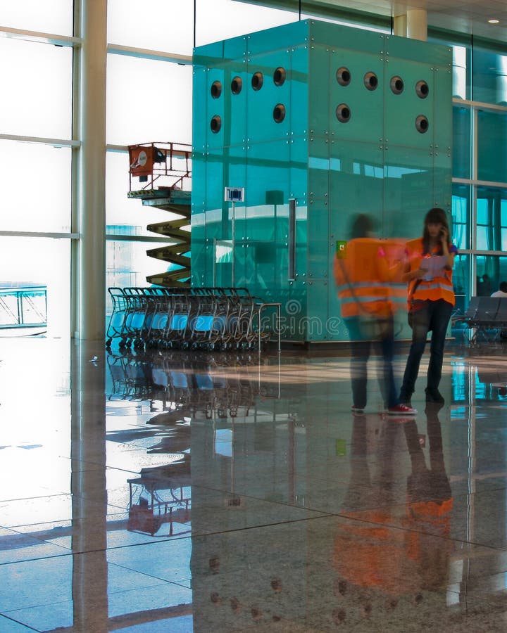 Airport Terminal with Employees Stock Photo - Image of barcelona ...