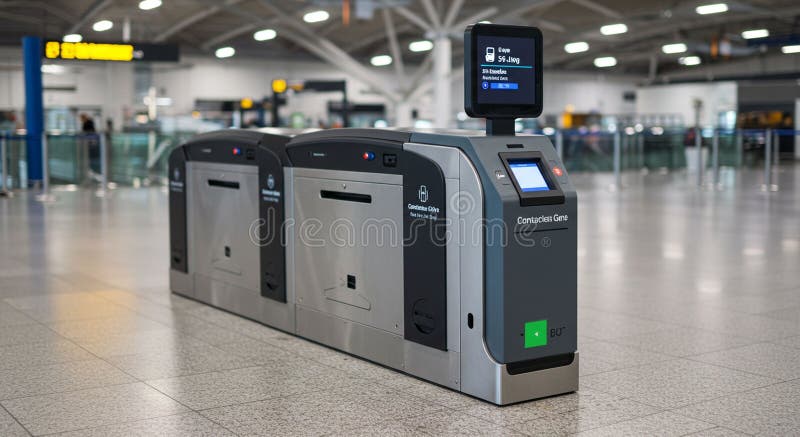 Airport Terminal Gate with Automated Entry System, Featuring Sleek ...