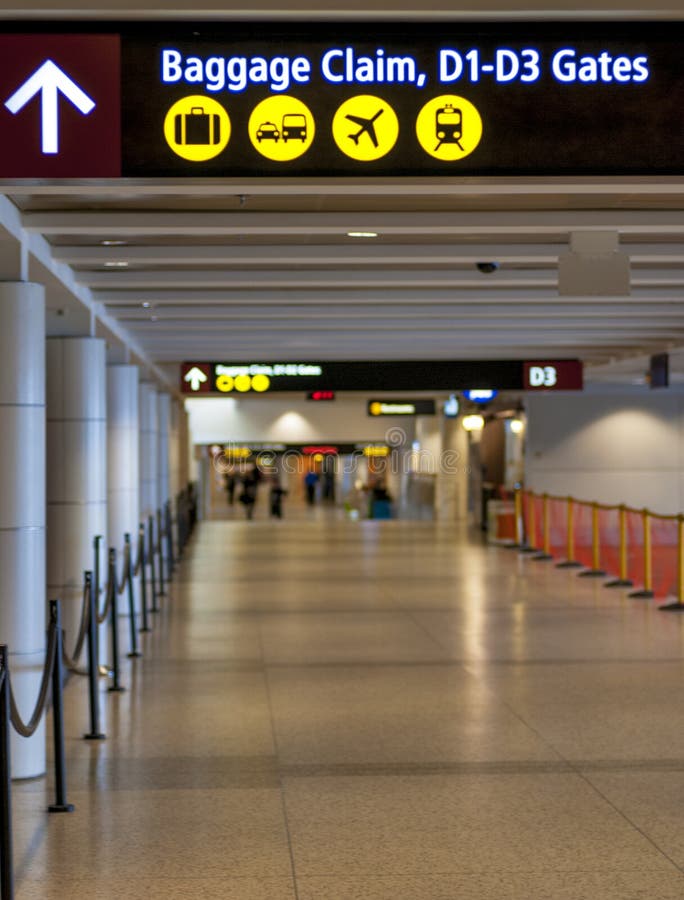 Airport Terminal Hallway and Direction Sign Stock Image - Image of ...