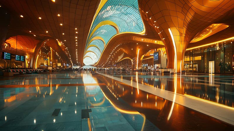 Airport Terminal Interior, Passengers, Reflections, Modern Architecture ...