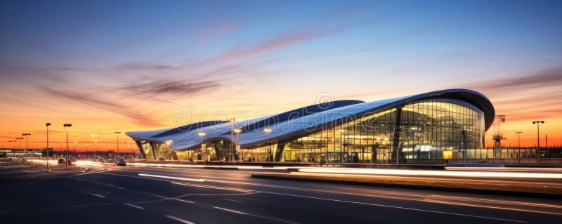 Airport Terminal in the Night. Generative Ai Stock Illustration ...