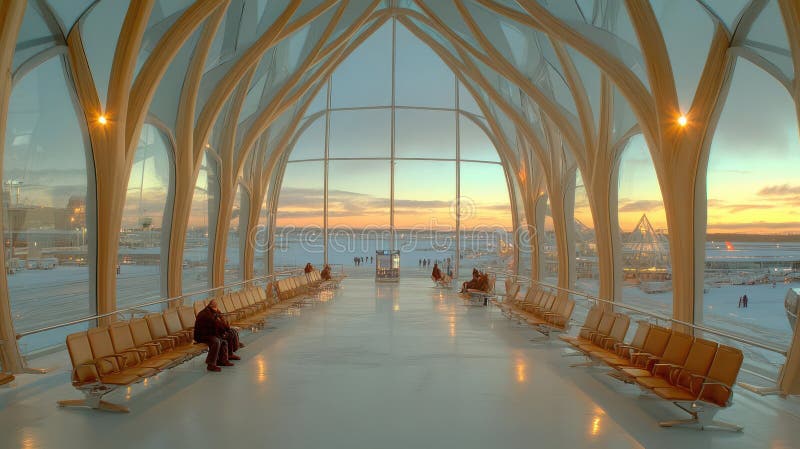 Airport Terminal Sunset View Stock Photo - Image of terminal, wood ...