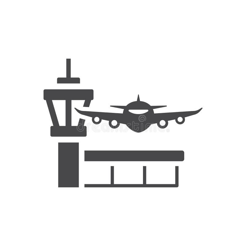 Terminal Tower and Airplane Line Vector Icon Stock Vector ...