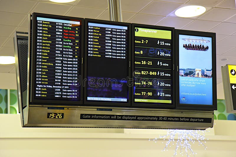 Airport Timetable in London Editorial Image - Image of european ...