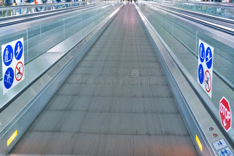 Airport Travolator or Moving Walkway Travelator Stock Image - Image of ...