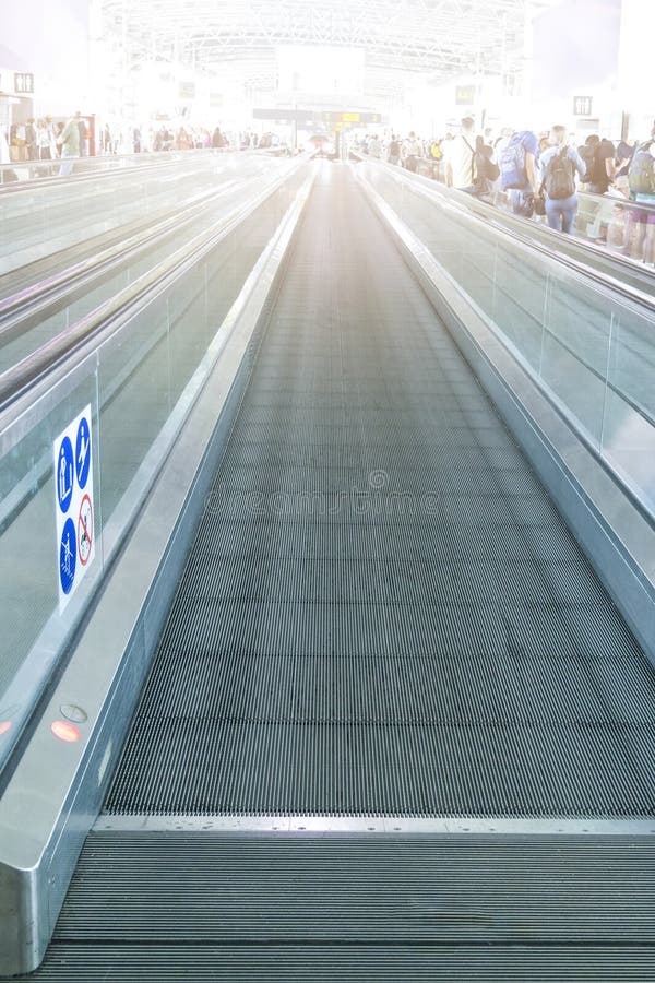 Airport Travolator or Moving Walkway Travelator Stock Photo - Image of ...
