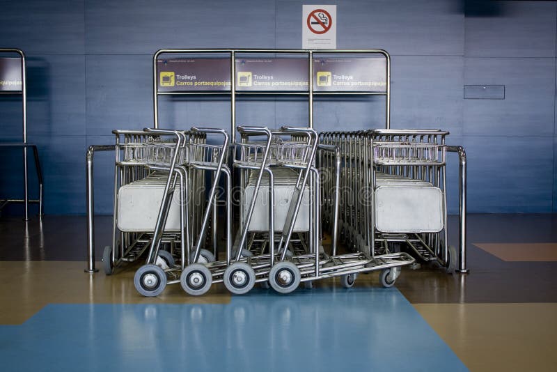 Airport Trolley Stack stock image. Image of arrivals - 19034669