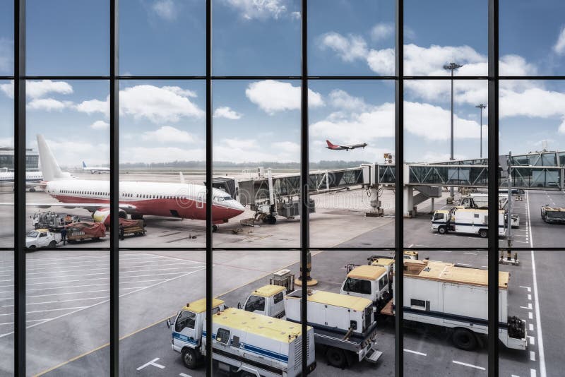 Airport Outside The Window Scene Stock Photo - Image of airport, design ...