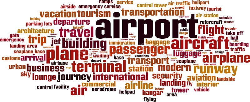 Airport word cloud stock vector. Illustration of landing - 160035462
