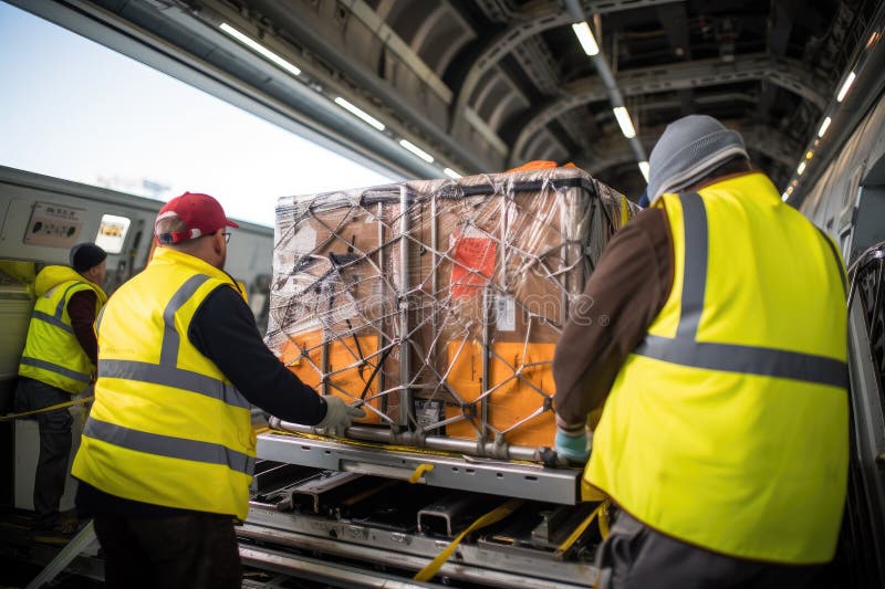 Airport Workers Loading Cargo into Plane Stock Illustration ...