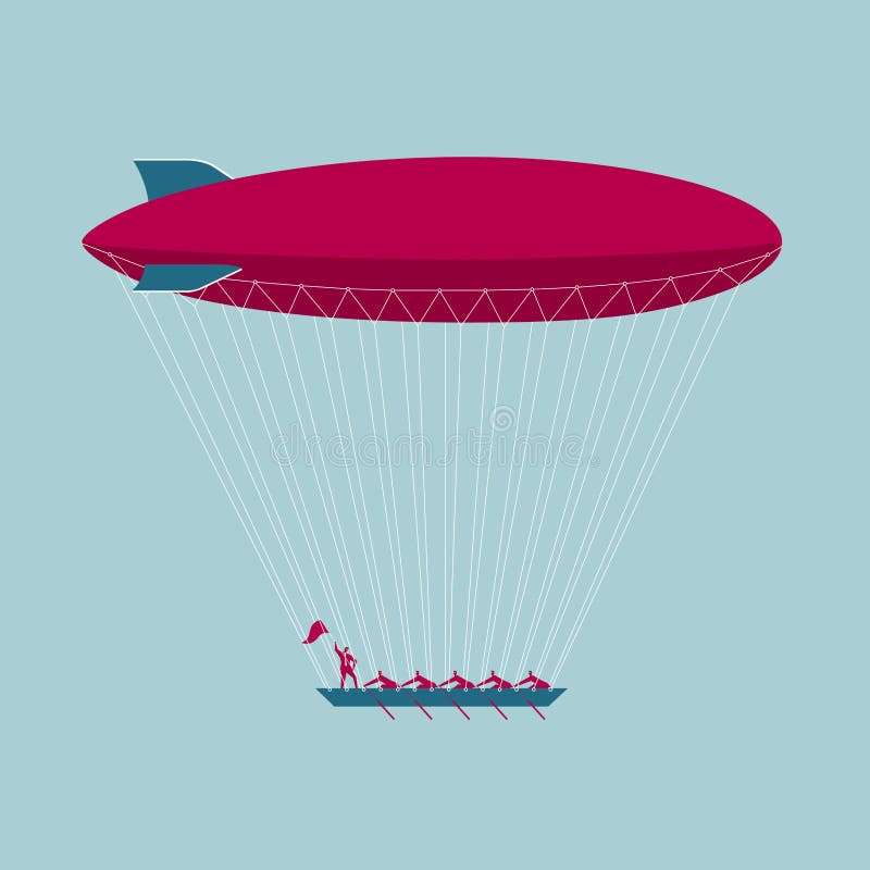 Airship and boat. stock vector. Illustration of airship - 159301036