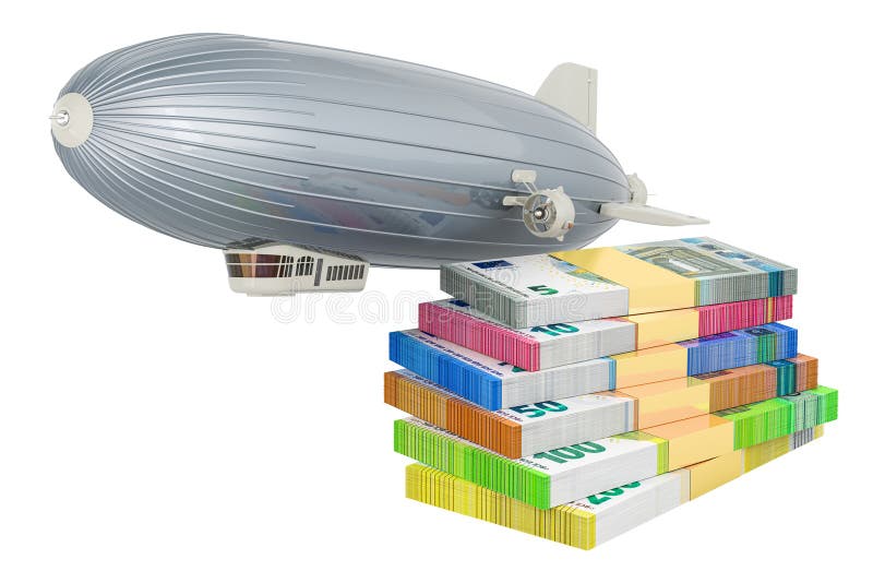 Airship or Dirigible Balloon with Euro Packs. 3D Rendering Stock ... Airship or Dirigible Balloon with Euro Packs. 3D Rendering Stock ...